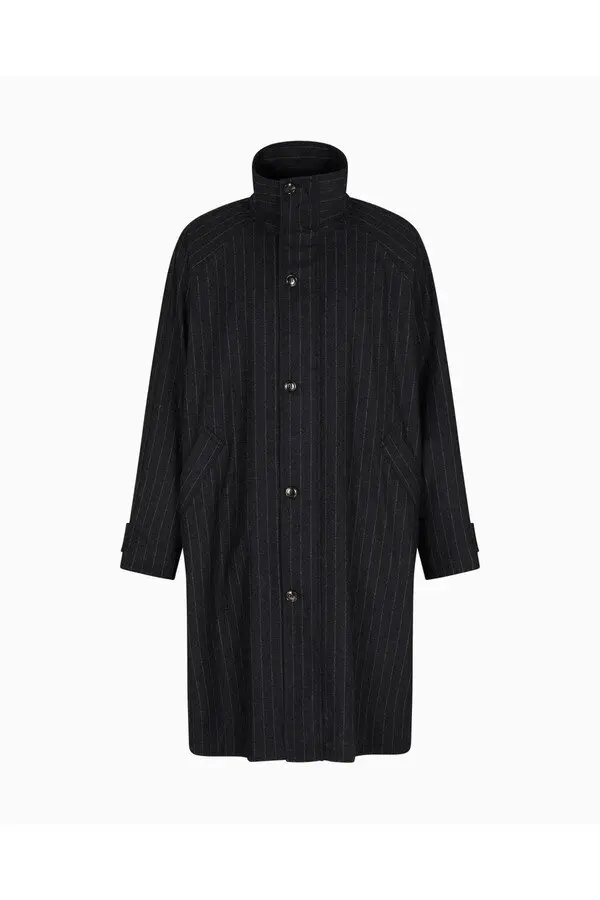 Giorgio Armani Pinstriped Cashmere And Wool-blend Coat