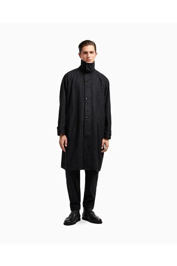 Giorgio Armani Pinstriped Cashmere And Wool-blend Coat - Stripe