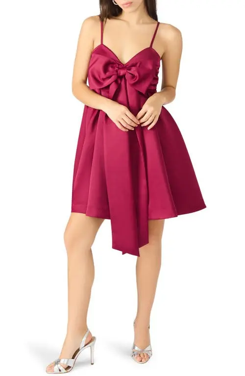 Steve Madden Liyana Bow Cocktail Minidress - Dark Red