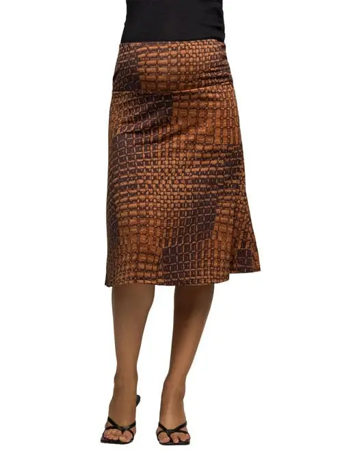 24SEVEN COMFORT APPAREL Geometric Print Knee Length Skirt
