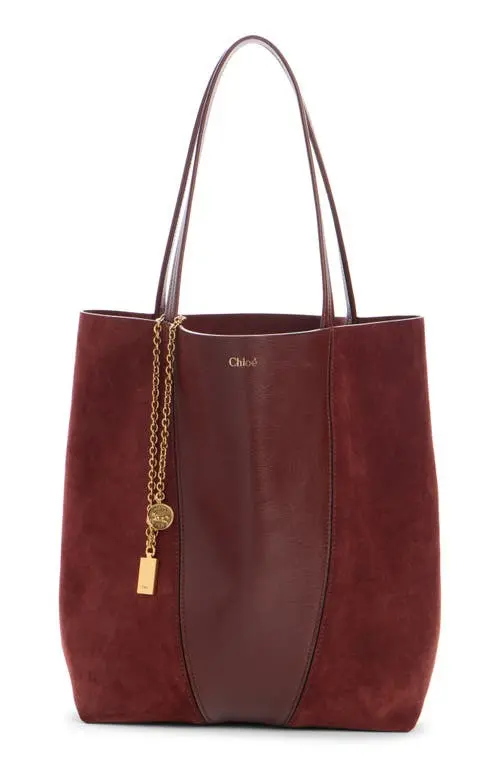 Chloé Large Spin Leather & Suede Tote