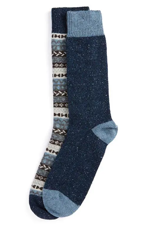 Barbour Assorted 2-pack Neppy & Fair Isle Wool Blend Socks