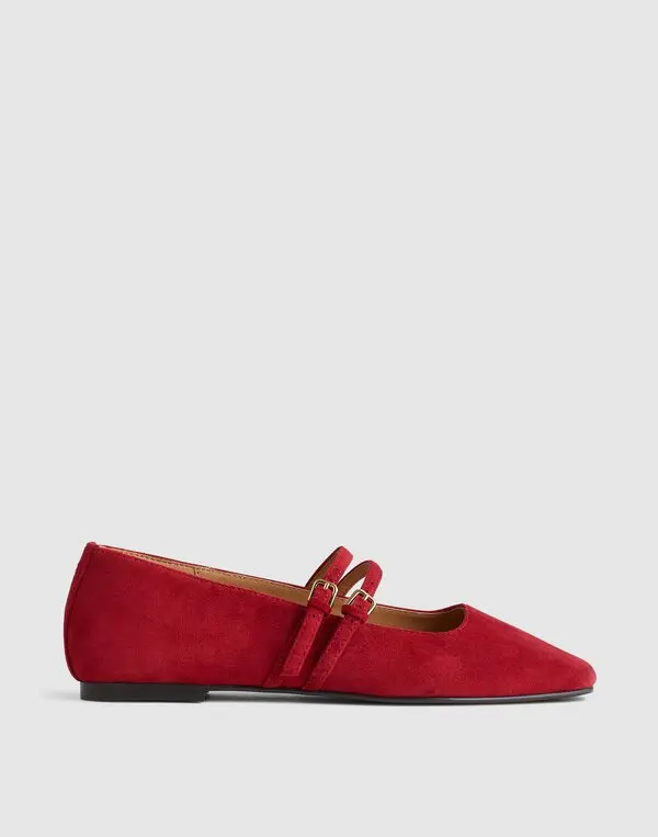Madewell The Greta Double-strap Ballet Flat In Suede