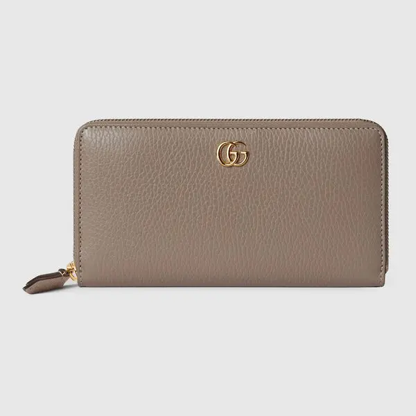 Gucci Bi-color Gg Marmont Zip Around Wallet Leather