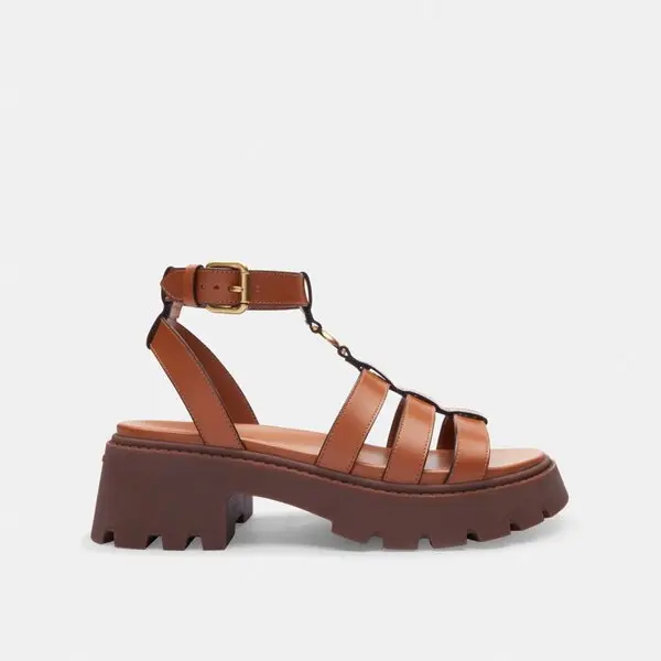 COACH® Sculpted C Platform Fisherman Sandal - Cognac