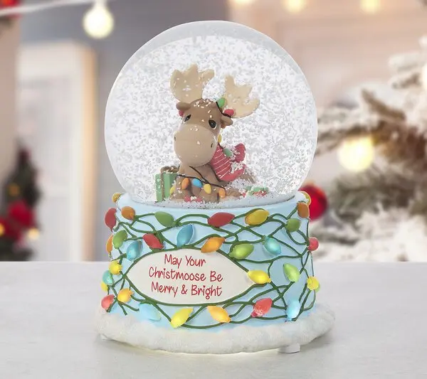 PRECIOUS MOMENTS Moose Lights Globe