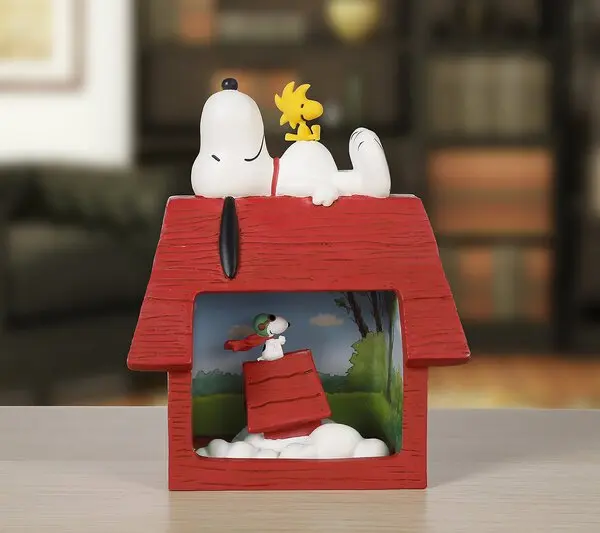 PRECIOUS MOMENTS Peanuts Snoopy Red Baron Shado W Box