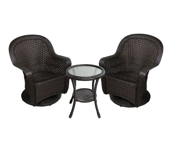 NORTHLIGHT 3pc Resin Wicker Outdoor Patio Furni Ture Set