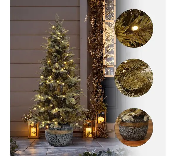 LUXEN HOME Luxenhome 4.5ft Pre-lit Gold Branches Artificia L Xmas Tree