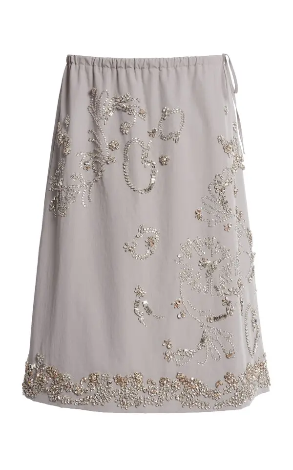 Dries Van Noten Salgas Embellished Cotton-poplin Midi Skirt