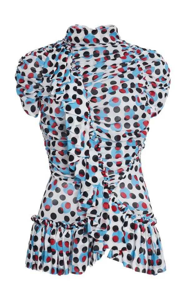 Dries Van Noten Chuchu Polka-dot Georgette Top