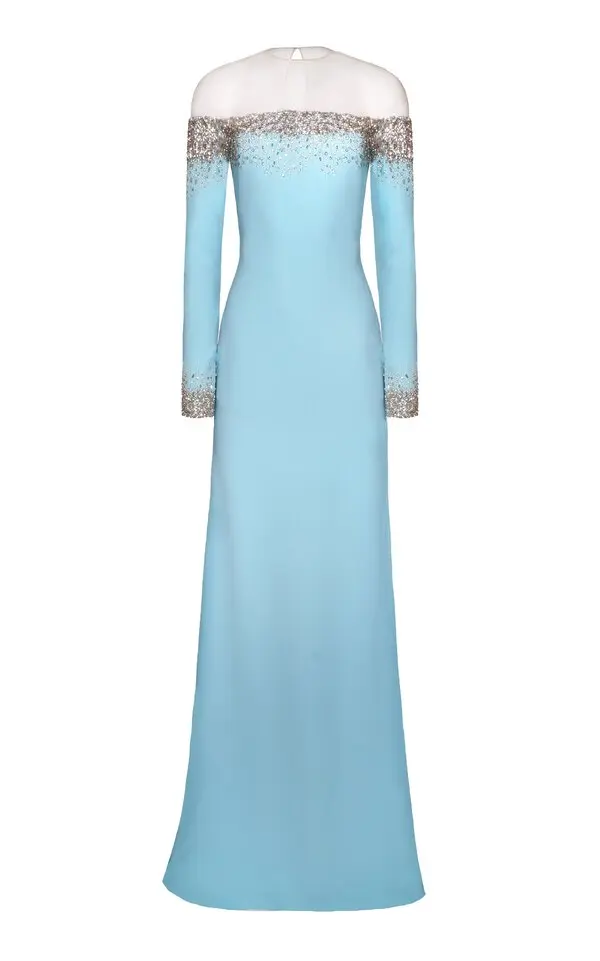 Naeem Khan Crystal Embellished Illusion Gown