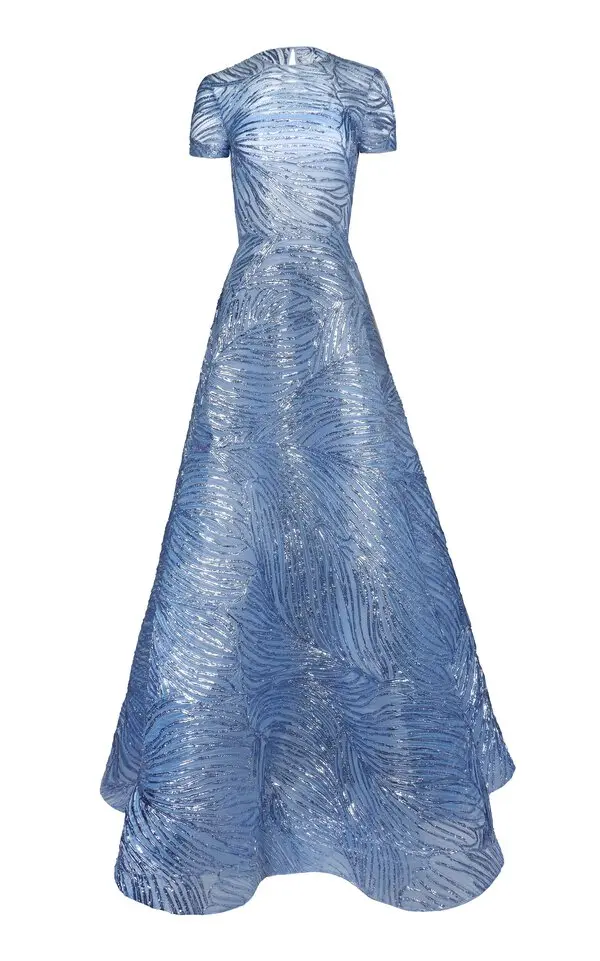 Naeem Khan Metallic Raffia Tulle-blend Gown