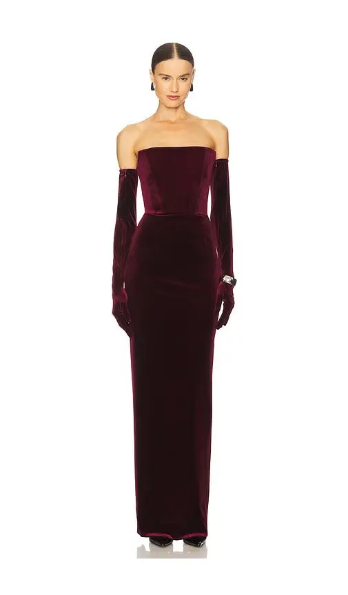 Bronx And Banco Florentina Strapless Velvet Gown