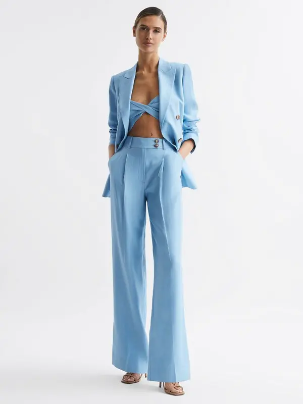 REISS Hollie Petite Wide Leg Linen Trousers