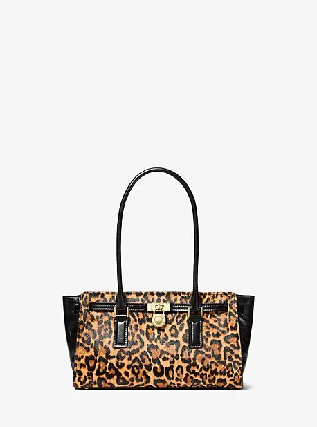 Michael Kors Hamilton Moderne Small Leopard Print Calf Hair Satchel