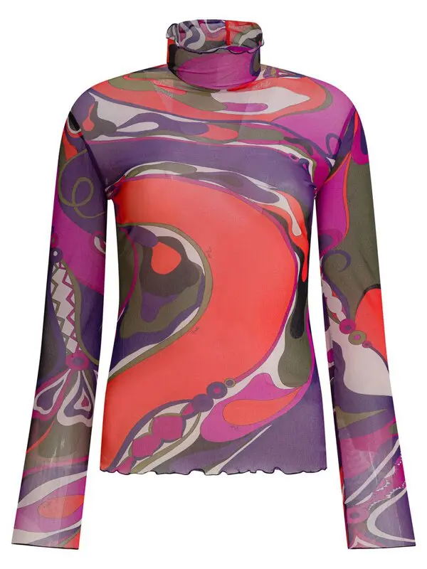 Emilio Pucci Orchidee Print Tulle T-shirt