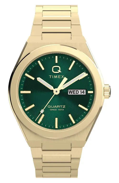 TIMEX® Q Continental Green Dial Bracelet Watch
