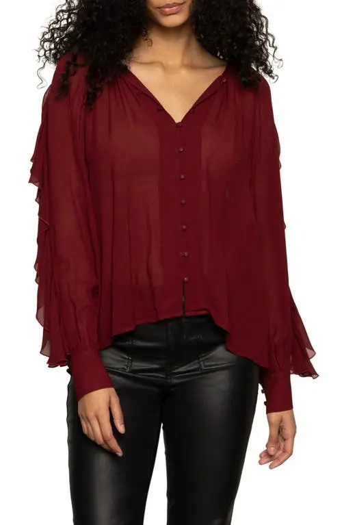 Sanctuary Harmony Ruffle Sleeve Button-up Shirt
