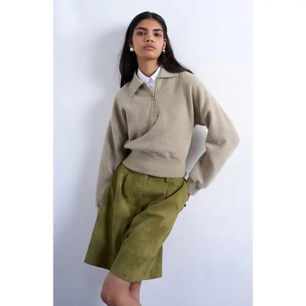 Topshop Lounge Quarter Zip Collared Pullover