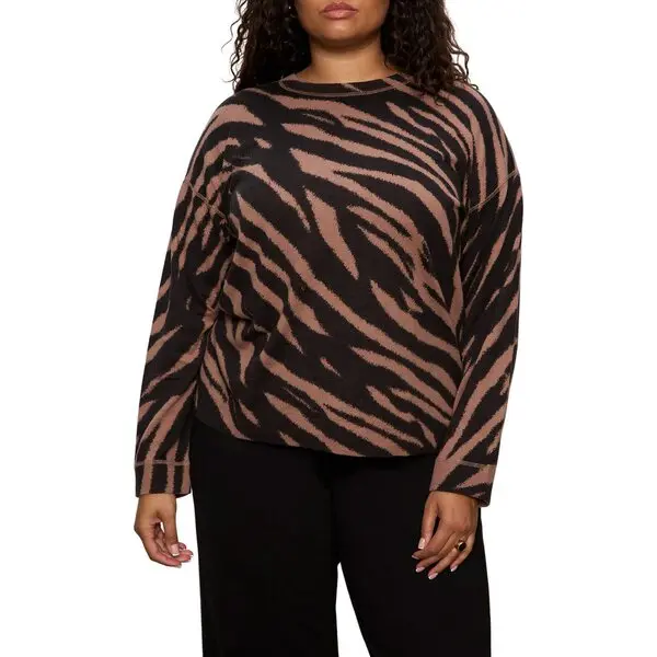 Sanctuary Zebra Stripe Crewneck Sweater