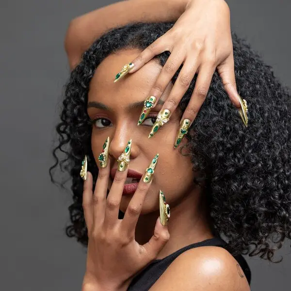 3H NAILS Emerald Empress Luxury Hand Made Press On Nails