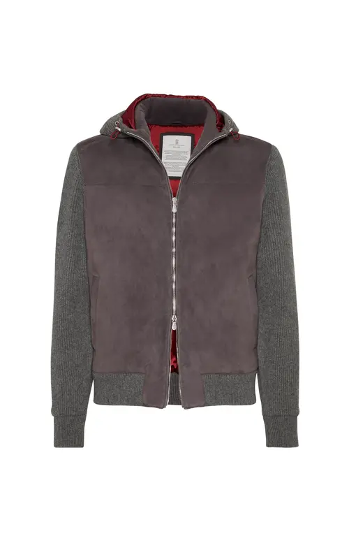 Brunello Cucinelli Suede Bomber Jacket With Quilting