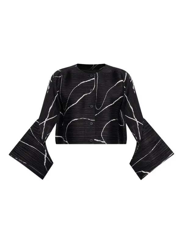 Issey Miyake Printed Pleated Cardigan