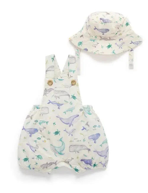 PUREBABY Short Leg Overall & Hat Set