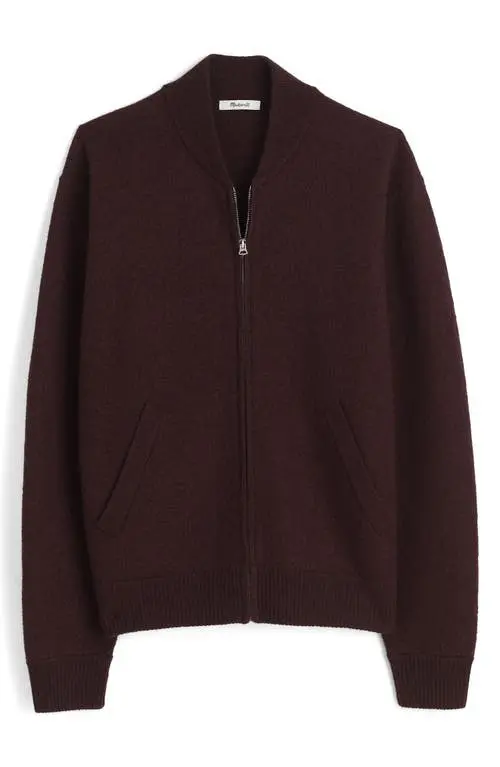 Madewell Boiled Wool Baseball Sweater Jacket