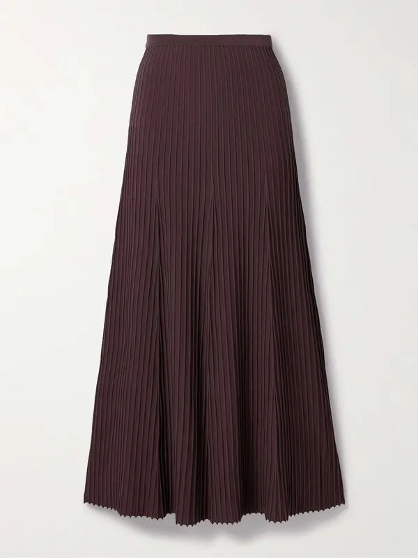 Adam Lippes Juno Ribbed-knit Maxi Skirt - Dark Brown