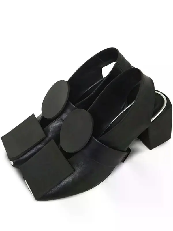 GLORIA COELHO Leather-panelled Block-heel Sandals