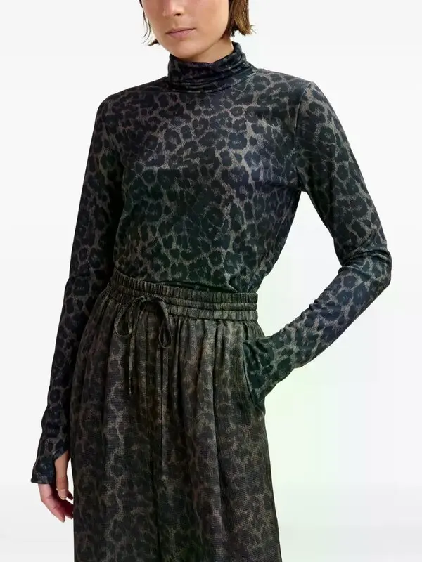 Essentiel Antwerp Isperenza Leopard-print Thumb-hole T-shirt