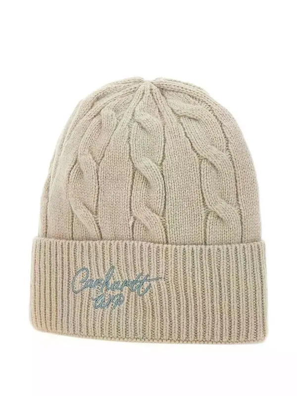 Carhartt Work In Progress Cable-knit Embroidered-detail Beanie