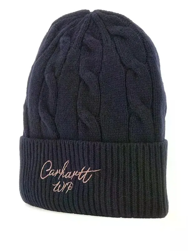 Carhartt Work In Progress Cable-knit Embroidered-detail Beanie