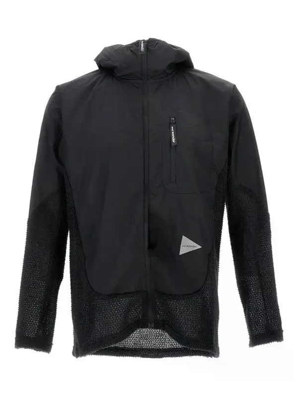 AND WANDER Mesh-panel Hooded Jacket