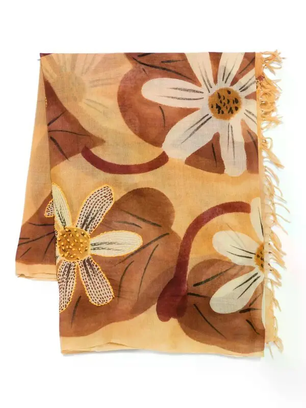 SGOMBERO CANTINE Floral-print Fringed Scarf