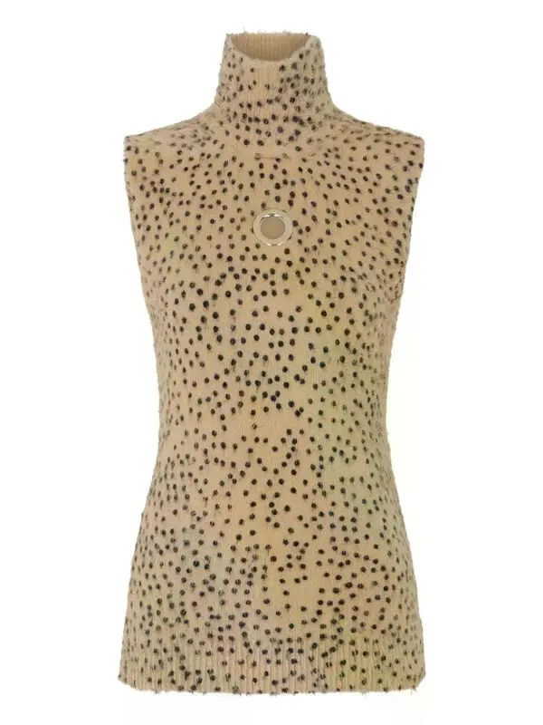 Rabanne Turtleneck Polka-dot Print Top