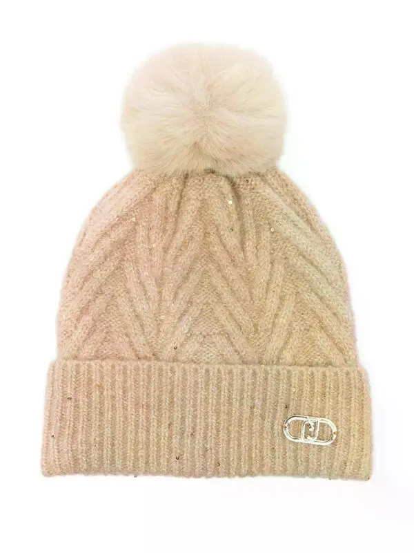 Liu Jo Pompom-detail Logo-plaque Beanie