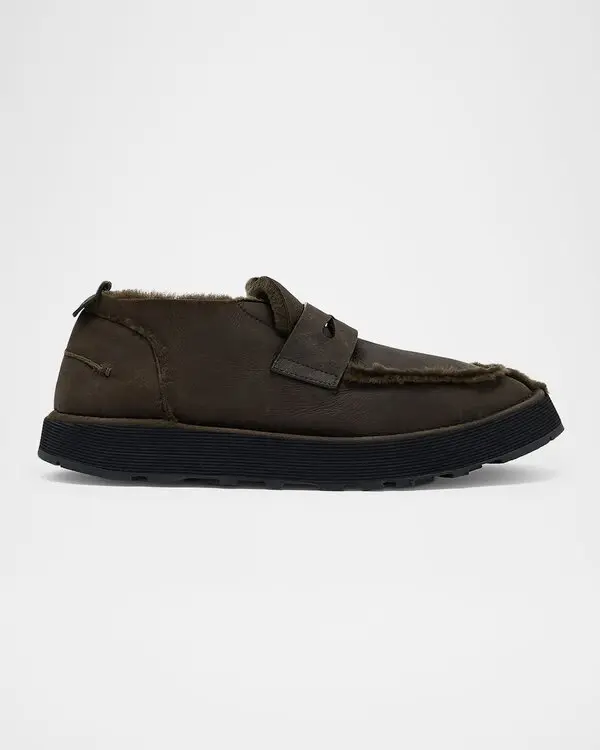 Giorgio Armani Leather Shearling-lined Moccasin Shoes