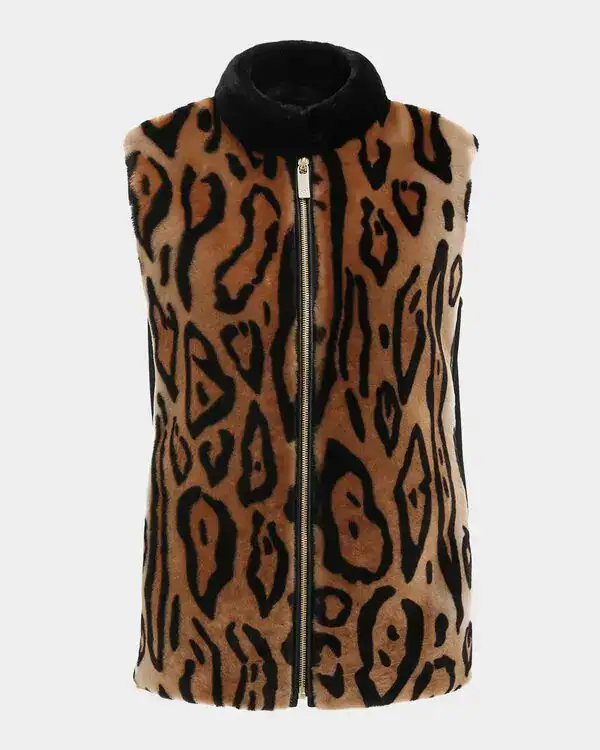 Gorski Ocelot-Print Shearling Vest With Loro Piana Wool Back - Animal ...