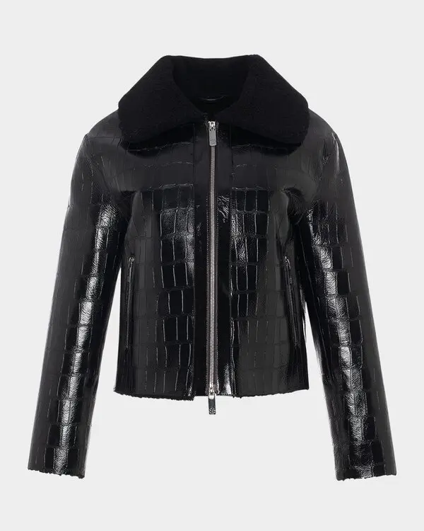 Gorski Shearling And Leather Zip Jacket