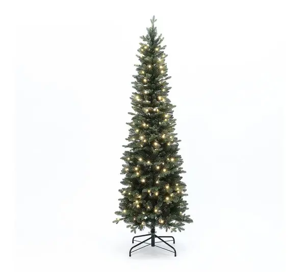 LUXEN HOME Luxenhome 7ft Pre-lit Green Artificial Slim Xma S Tree W/ Stan