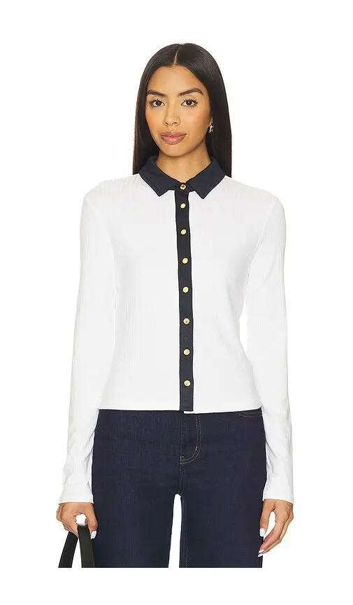 Rag & Bone The Knit Contrast Long Sleeve Polo