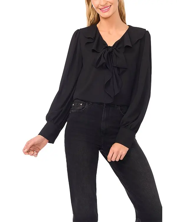 CECE DUPRAZ Ruffle Tie Neck Blouse