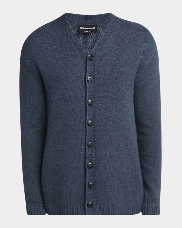 Giorgio Armani Cashmere Button-front Cardigan - Solid Dark Blue