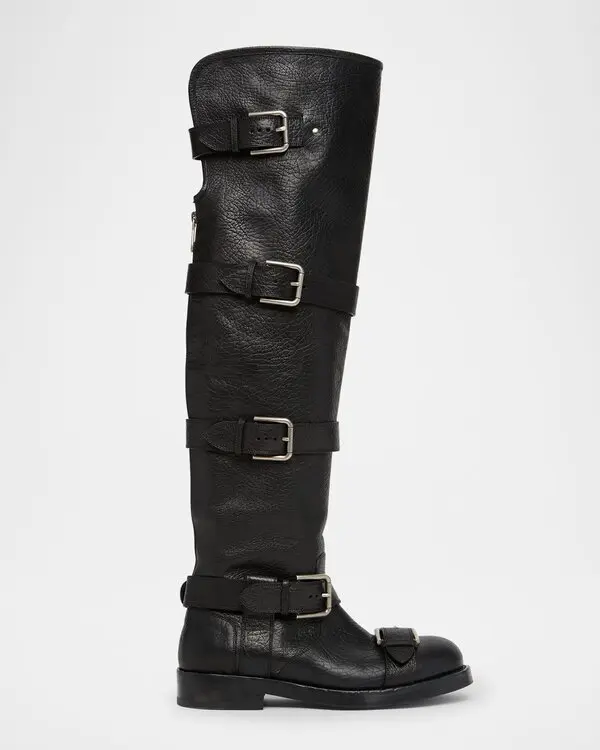 Dolce & Gabbana Leather Buckle Boots
