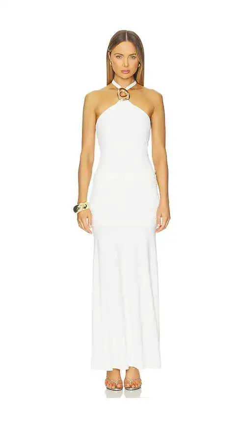 white criss cross halter dress Alicia Satin Halter Mini Dress