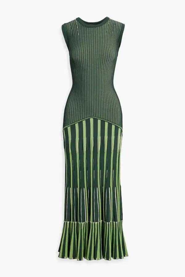 Simkhai Zhane Striped Ribbed-Knit Maxi Dress In Emerald - 60% Off |  Editorialist