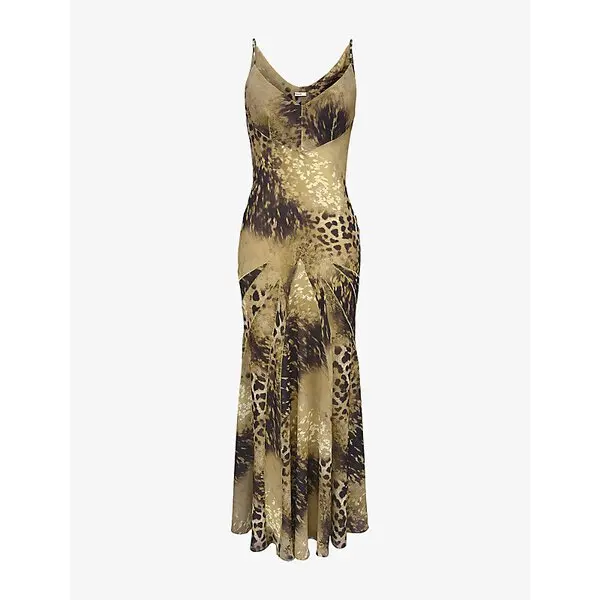 House Of Cb Georgette Panelled Maxi Dress - Leopard Print